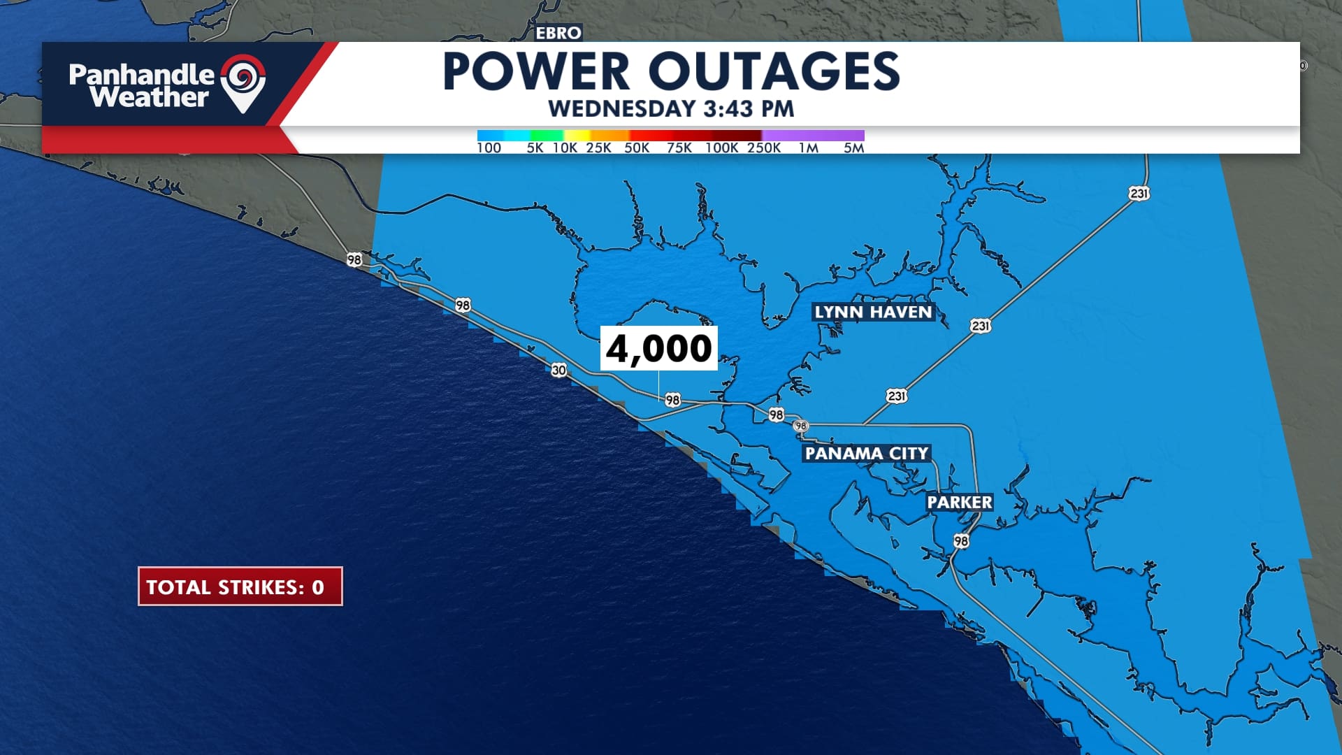 Power Outage affecting nearly 4000 in Panama City Beach